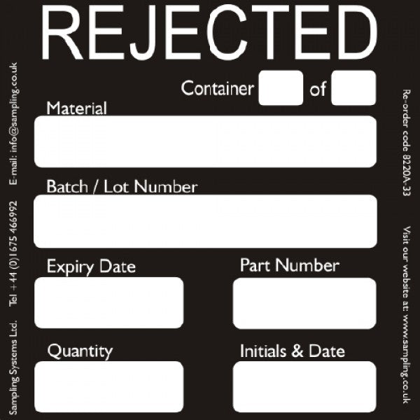"Rejected" Quality Control Labels – www.ereinc.com